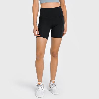 China High Waisted Yoga Biker Shorts Stretch Fabric Moisture Wicking Quick Dry 5 Inch for sale