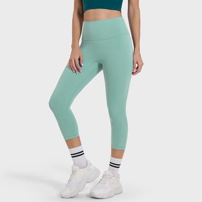 China 7/8 High Waisted Yoga Leggings Tummy Control Moisture Wicking Mint Green for sale