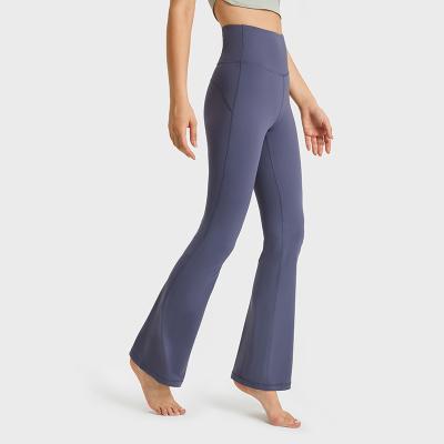 China High Waisted Flared Yoga Leggings Buttery Soft Stretch Navy Blue Full Length for sale