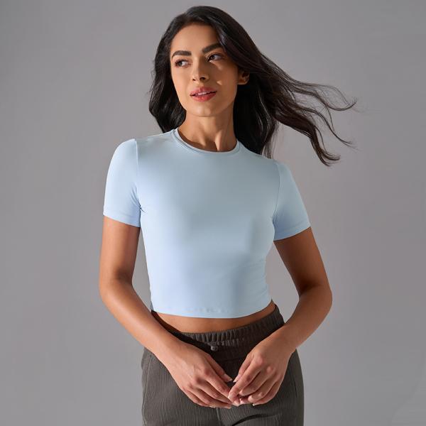 Quality Women's Short Sleeve Crop Top Buttery Soft Stretch Breathable Quick Dry for Yoga for sale