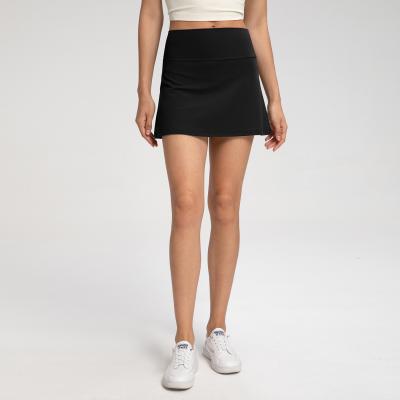 China Stretch Mini Yoga Tennis Skirt Quick Dry High Waisted Navy Blue For Women for sale