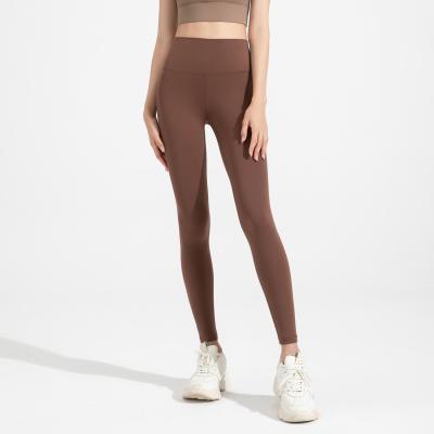 China High Waisted Nude Feel Yoga Leggings for Women - Buttery Soft Stretch Fabric in Mocha Brown for Workout Running and Daily Wear for sale