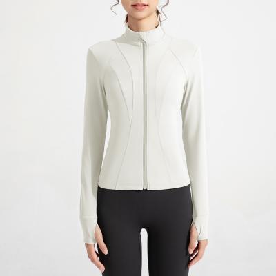 China Women's Light Blue Full Zip Yoga Jacket - Buttery Soft Stretchy Fabric Slim Fit for Gym Workout and Running for sale