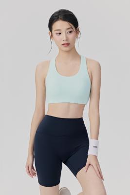 China Light Blue High Support Racerback Sports Bra, Buttery Soft Nylon Spandex, Ideal for Running and Intense Workouts for sale