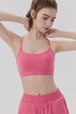 China Light Green Thin Strap Padded Sports Bra for Yoga and Fitness with Breathable Fabric for sale