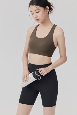 China Brown Seamless Padded Sports Bra for High Impact Workouts with Breathable Fabric and Supportive Fit for sale