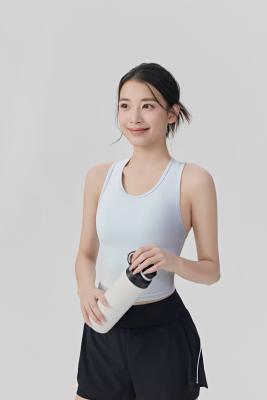 China Light Blue Racerback Sports Bra with Breathable Fabric for Workout and Fitness Support for sale