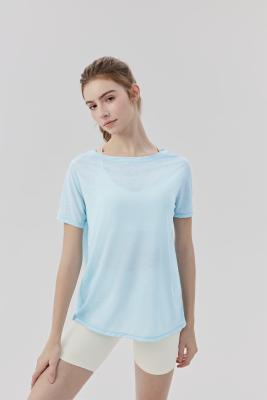 China Lightweight Sheer White Short Sleeve Workout T-Shirt for Yoga and Fitness, Breathable and Soft Activewear Top for sale