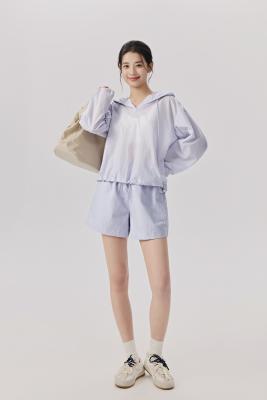 China Lightweight Hooded Sun Protection Set in Soft Lavender, Breathable Quick-Dry Fabric for Casual Outdoor Activities and Daily Wear for sale