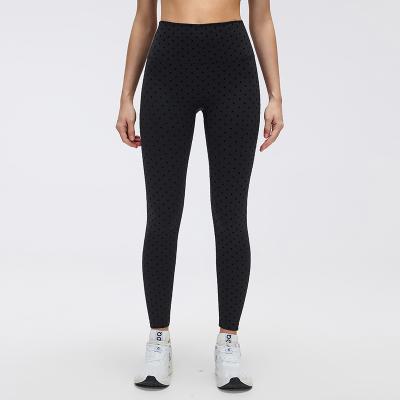 China High Waisted Black Polka Dot Leggings Buttery Soft Stretchy Yoga Pants for Workout Casual Wear for sale