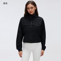 China Black Cropped Hooded Lightweight Windbreaker Jacket 90g Polyester Nylon Spandex for sale