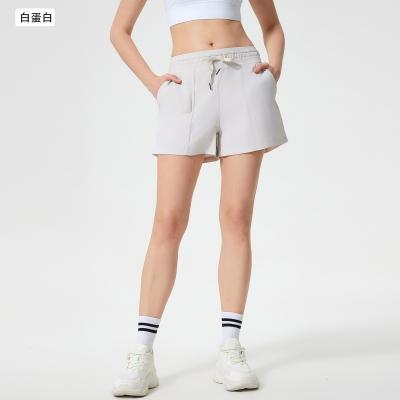 China Off White Drawstring Athletic Shorts with Pockets for Workout and Casual Wear for sale