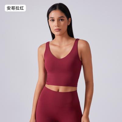China V Neck Longline Sports Bra with Removable Pads for Yoga Workout and Casual Wear for sale
