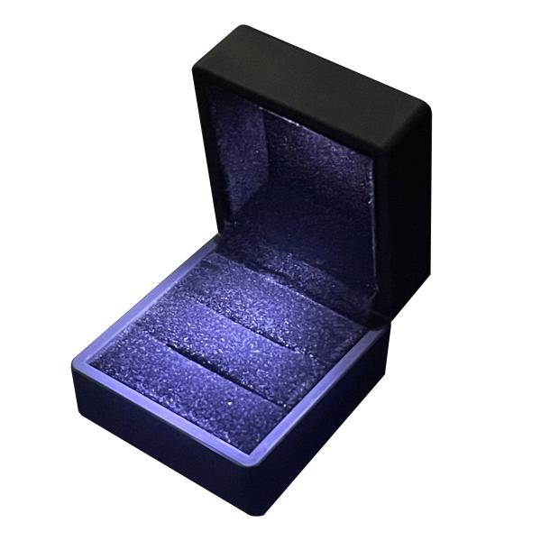 Quality Customized LED Two Ring Box Luxury Black Velvet Box with LED Plastic Box and for sale
