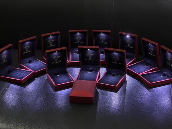 Quality Customized Your Logo- Luxury Red LED Necklace Box LED Small Necklace Box for sale