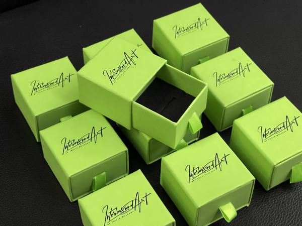 Quality Customized Green Paper Drawer Ring Box for sale