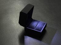 China Customized Your Logo-Black Pu Leather LED Ring Box for sale