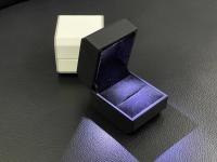 China Customized Your Logo-Black Pu Leather LED Ring Box for sale