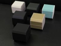 China Customized Your Logo-Black Pu Leather LED Ring Box for sale