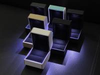 China Customized Your Logo-Black Pu Leather LED Ring Box for sale
