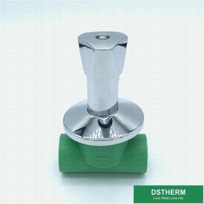 China Light Weight Type PPR Plastic Stop Valve Triangle Handle Chrome Plated With Caps Te koop
