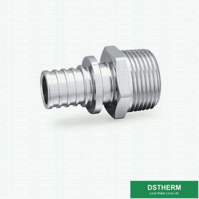 China Customized Slide Male Threaded Coupling Brass Press Fittings Chrome Plated 1/2" for sale