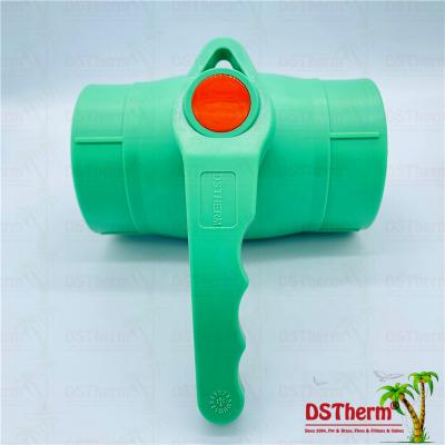 China Ppr Ball Valve Customized Green Handle Ppr Plastic Ball Valve Brass Ball Strong Designs Big Flow for sale