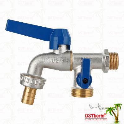 China Medium Classic Universal Alumiunm Handle Double Outlet Faucet Brass Faucet Brass Tap 1/2"*3/4"*3/4" for sale