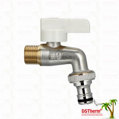 China Ergonomic White Plastic Handle Bibcock Faucet with Customized Material and 1/2