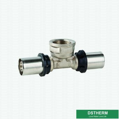 China Female Threaded Tee Compression Double Straight Brass Press Union Fittings For Pex Aluminum Pex Pipe for sale