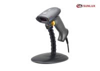 China 1D Laser Automatic Barcode Scanner Handfree Type Black Outer Shell With Stand for sale