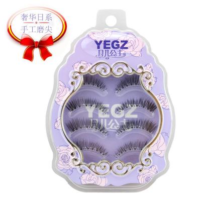 China Thick Long Black  Natural False Eyelash Transparent Stem Cross Section Eyelash for sale