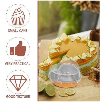 China Aluminum Foil Box Cake Pan Set with Lids 10 Pcs Heart-Shaped Flanera Baking Ramekin for sale