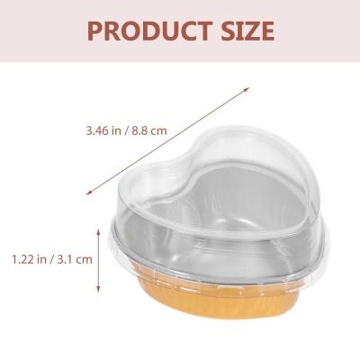 China Aluminum Foil Box Cake Pan Set with Lids 10 Pcs Heart-Shaped Flanera Baking Ramekin for sale