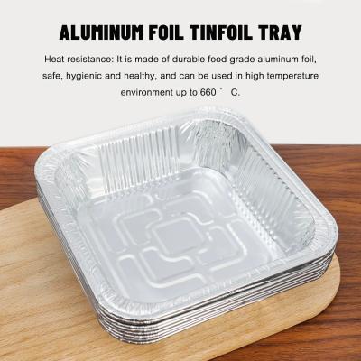 China Aanbevolen op maat 10 stuks aluminium folie bak vierkante lunchdoos keukenbenodigdheden Te koop