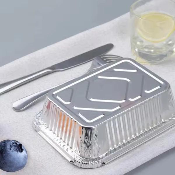 Quality Convenient and Durable Rectangular Silver Aluminum Foil Container for Food for sale