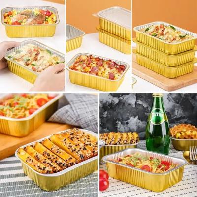 China Food Container Direct Microwave Aluminium Foil Baking Loaf Pan with Lid Taco Tray for sale