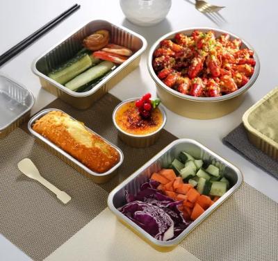 China Food Container Direct Microwave Aluminium Foil Baking Loaf Pan with Lid Taco Tray for sale