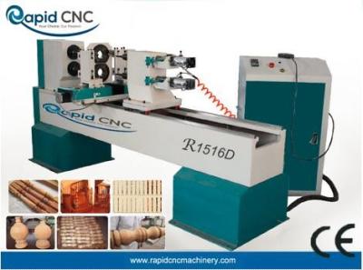 China high efficient Chinese Two spindles two cutters wood lathe R1516D for rotary and buddah carving for sale