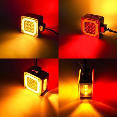 China Amber/Red Double-Face Pedestal Fender Light with Stud Mount Square 39 LED Brake Turn Tail Signal Trailer Light for sale
