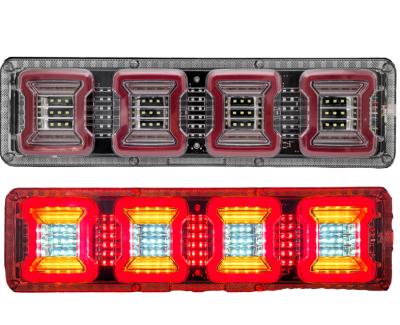 China New Truck Rear Tail Light 24v Universal High Brightness Waterproof Semi-trailer Led Running Water Steering Brake Reversing for sale