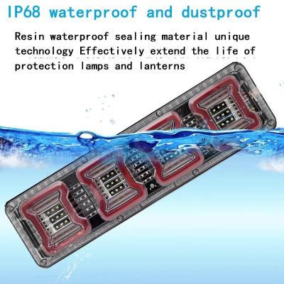 China New Truck Rear Tail Light 24v Universal High Brightness Waterproof Semi-trailer Led Running Water Steering Brake Reversing for sale