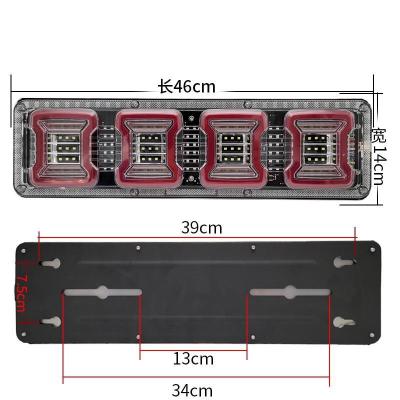 China New Truck Rear Tail Light 24v Universal High Brightness Waterproof Semi-trailer Led Running Water Steering Brake Reversing for sale
