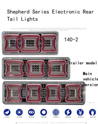 China New Truck Rear Tail Light 24v Universal High Brightness Waterproof Semi-trailer Led Running Water Steering Brake Reversing for sale