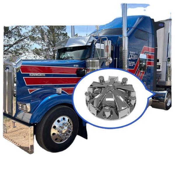 Quality Custom Chrome Removable Hub Caps Cover Kit 33mm 32mm Front Rear Semi Truck Wheel for sale