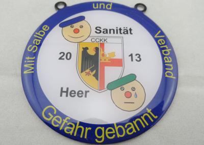 China Siebdruck-Druckmedaille Edelstahl Sanitat Karneval durch Seite Gefahr Gebannt, flaches oder doppelte zu verkaufen