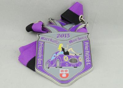 China Purple Ribbon Medals Nickel Plating With Soft Enamel For Award for sale
