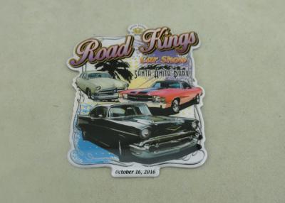 China Die Stamped Souvenir Car Badge , Printing Fridge Badge With Magnet for sale