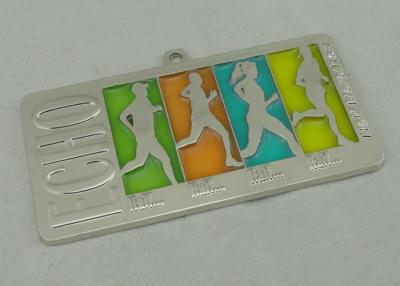 China Halve Marathonmatrijs Gegoten Medaille door Zinklegering, Nikkelplateren en Transparant Email Te koop