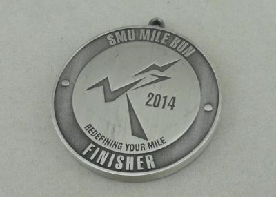China Zinc Alloy Antique Silver Plating Die Cast Medals For SMU MILE RUN for sale